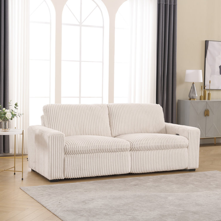 Latitude Run® Annistyn 86.6'' Wide Modern Corduroy Square Arm Power Reclining Loveseat With USB ...